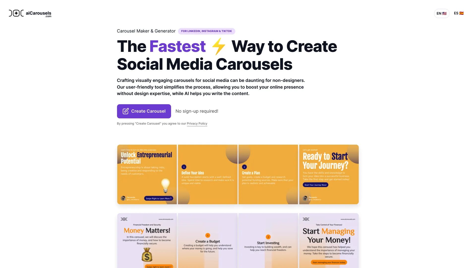 AI Carousel Creator - Aicarousels