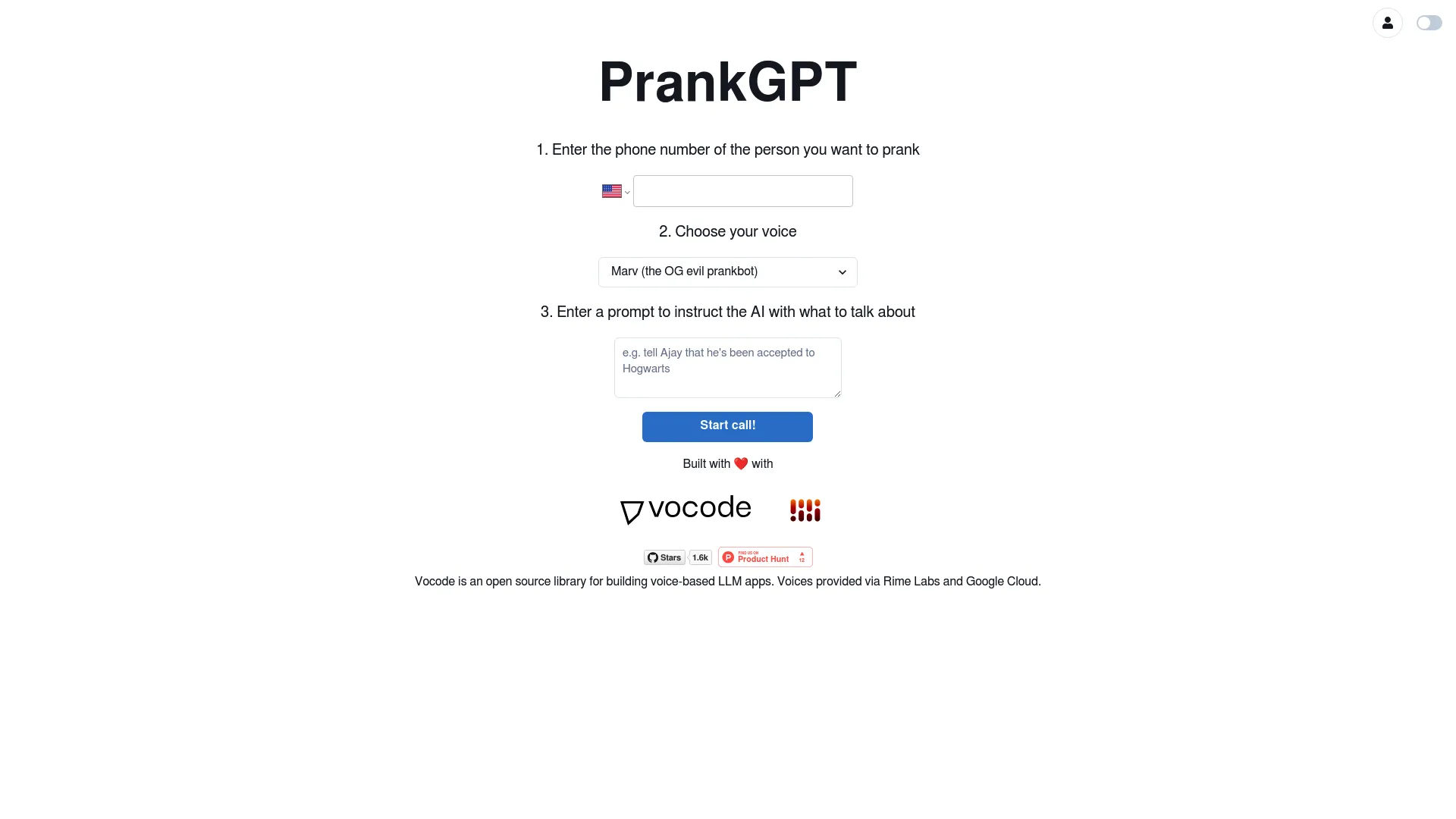 AI Prank Call Generator - PrankGPT