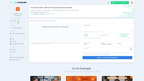 Youtube Title And Thumbnail Optimizer AI - CreatorML