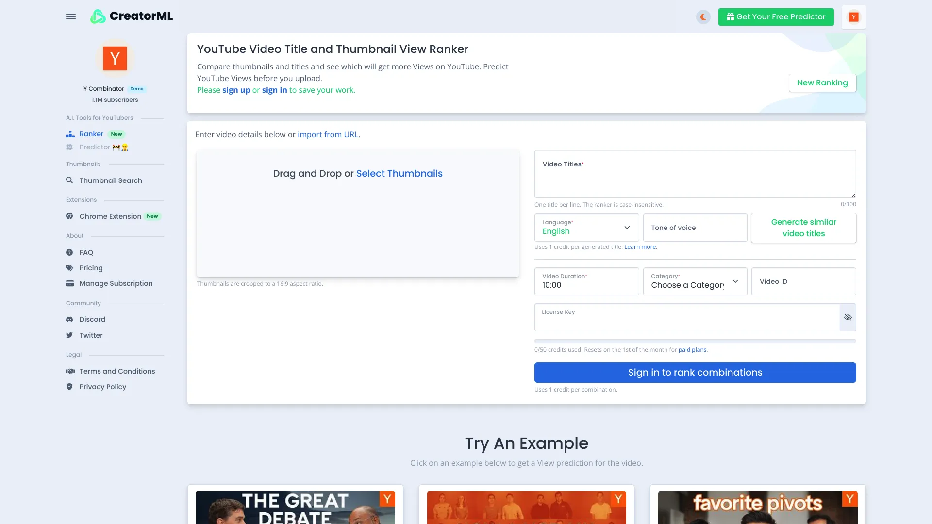Youtube Title And Thumbnail Optimizer AI - CreatorML