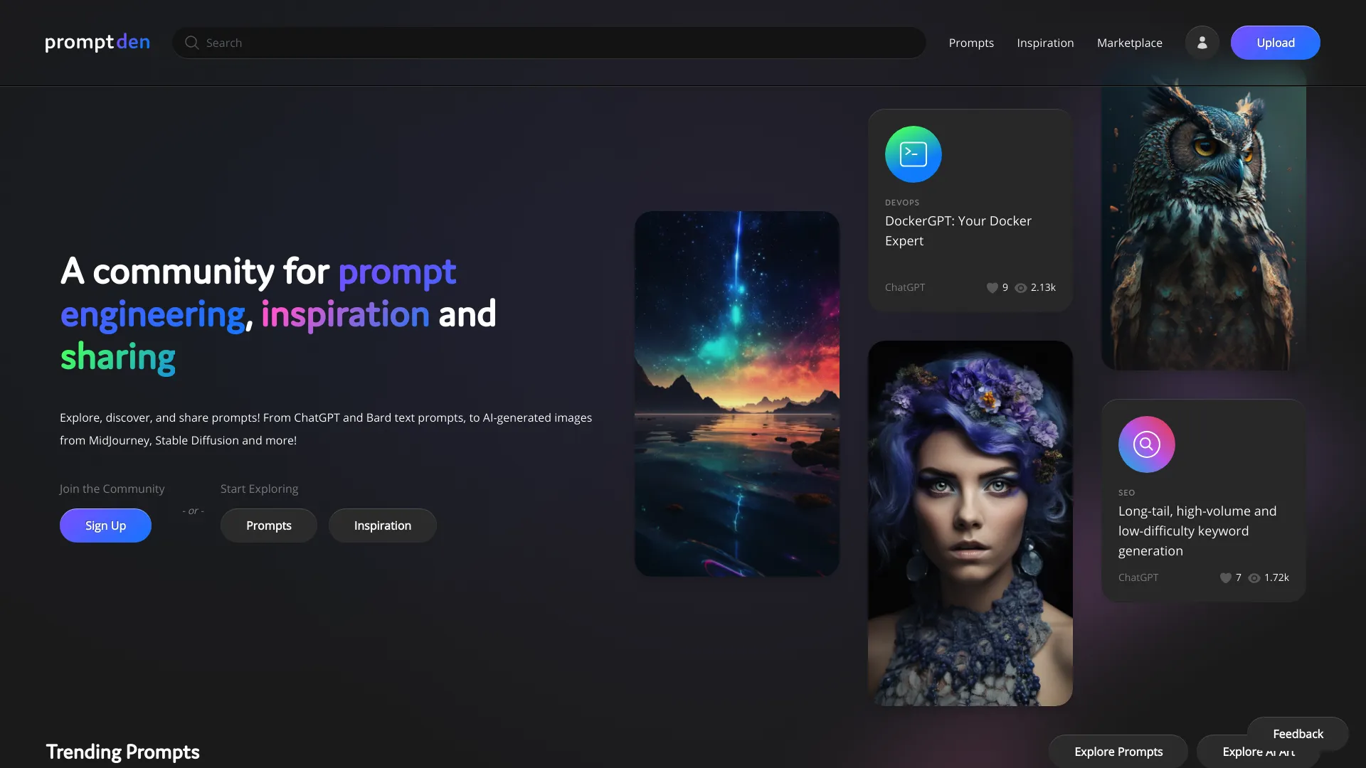 AI Prompt Sharing And Inspiration Tool - PromptDen