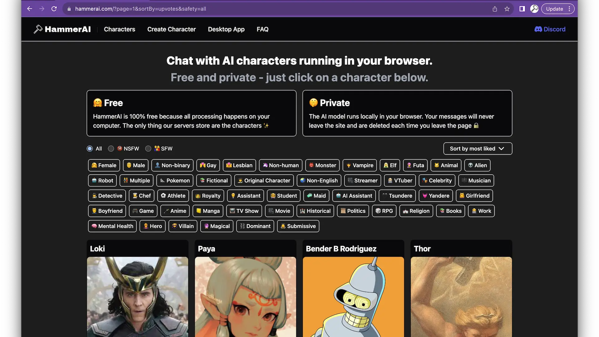 Private and Free AI Chatbot - HammerAI