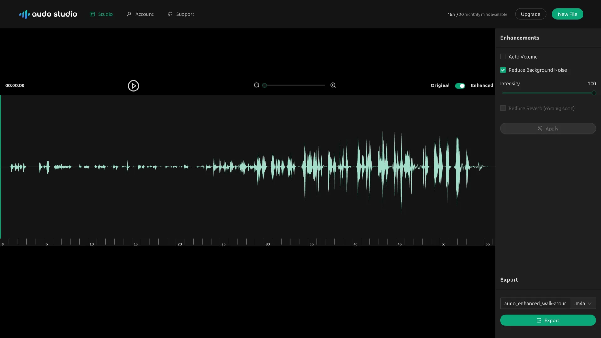 Remove Background Noise from Audio with AI - Audo Studio
