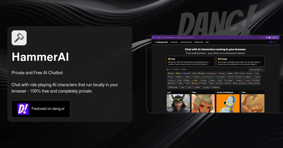 Private and Free AI Chatbot - HammerAI