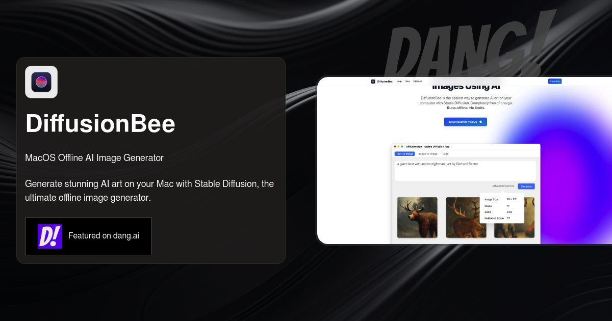 MacOS Offline AI Image Generator - DiffusionBee