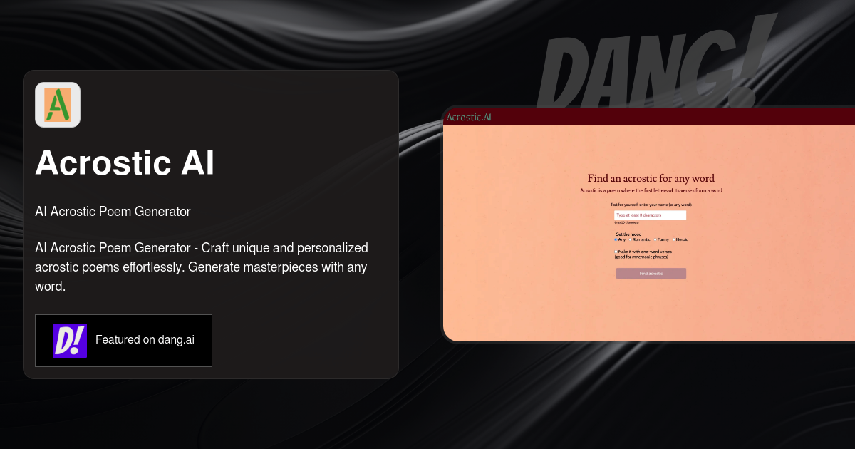 AI Acrostic Poem Generator - Acrostic AI
