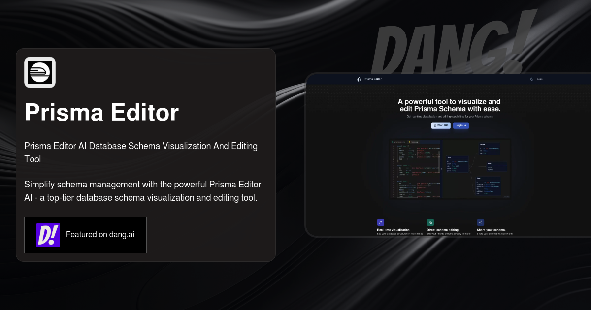 Prisma Editor AI Database Schema Visualization And Editing Tool - Prisma Editor