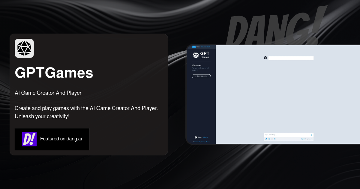 AI Game Creator And Player - GPTGames