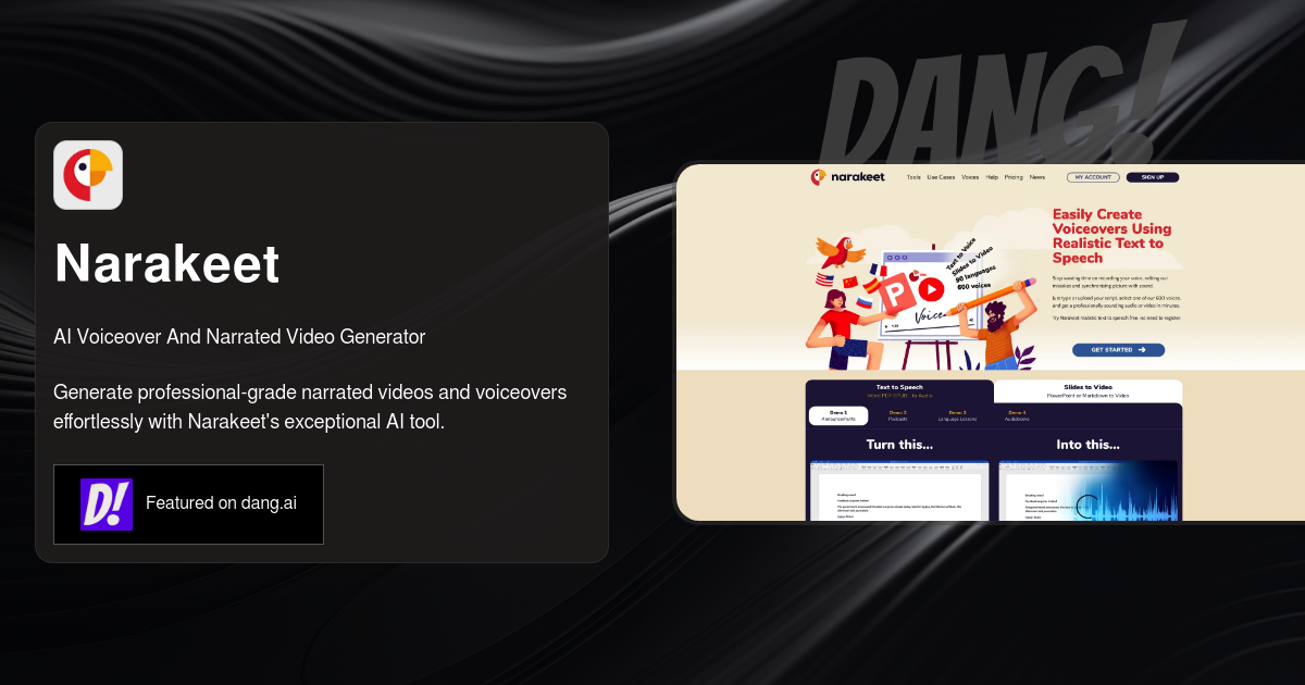 AI Voiceover And Narrated Video Generator - Narakeet