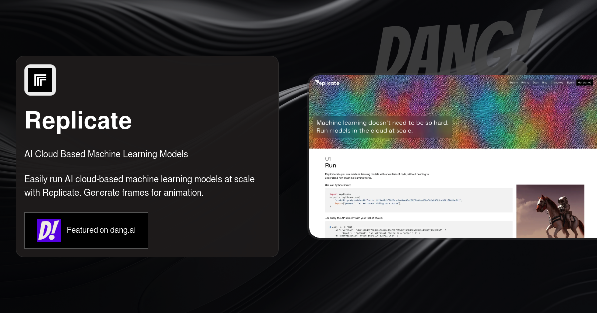 AI Cloud Based Machine Learning Models - Replicate