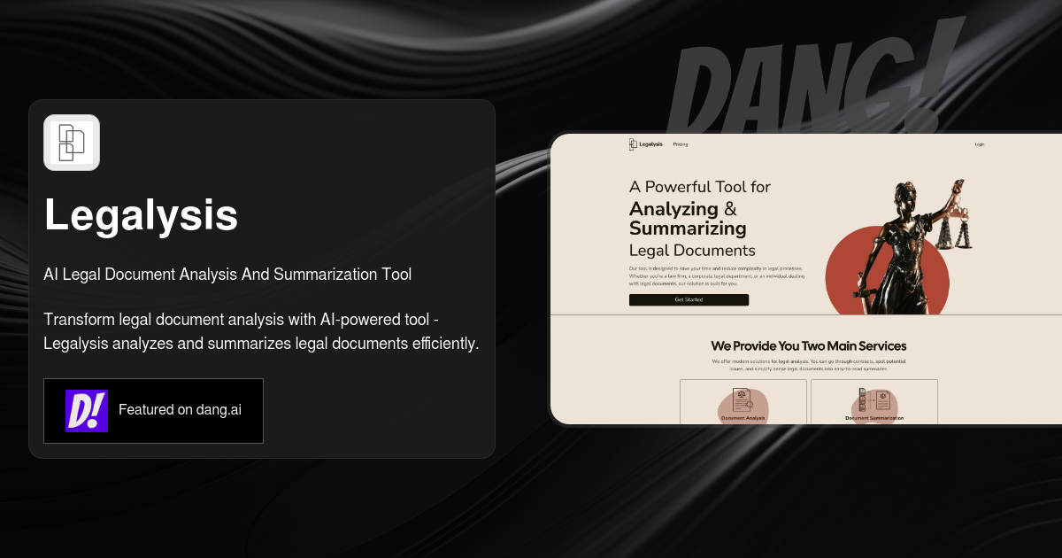 AI Legal Document Analysis And Summarization Tool - Legalysis