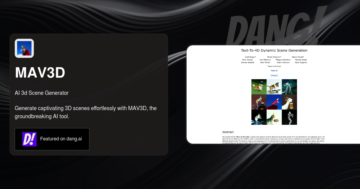 AI 3d Scene Generator - MAV3D