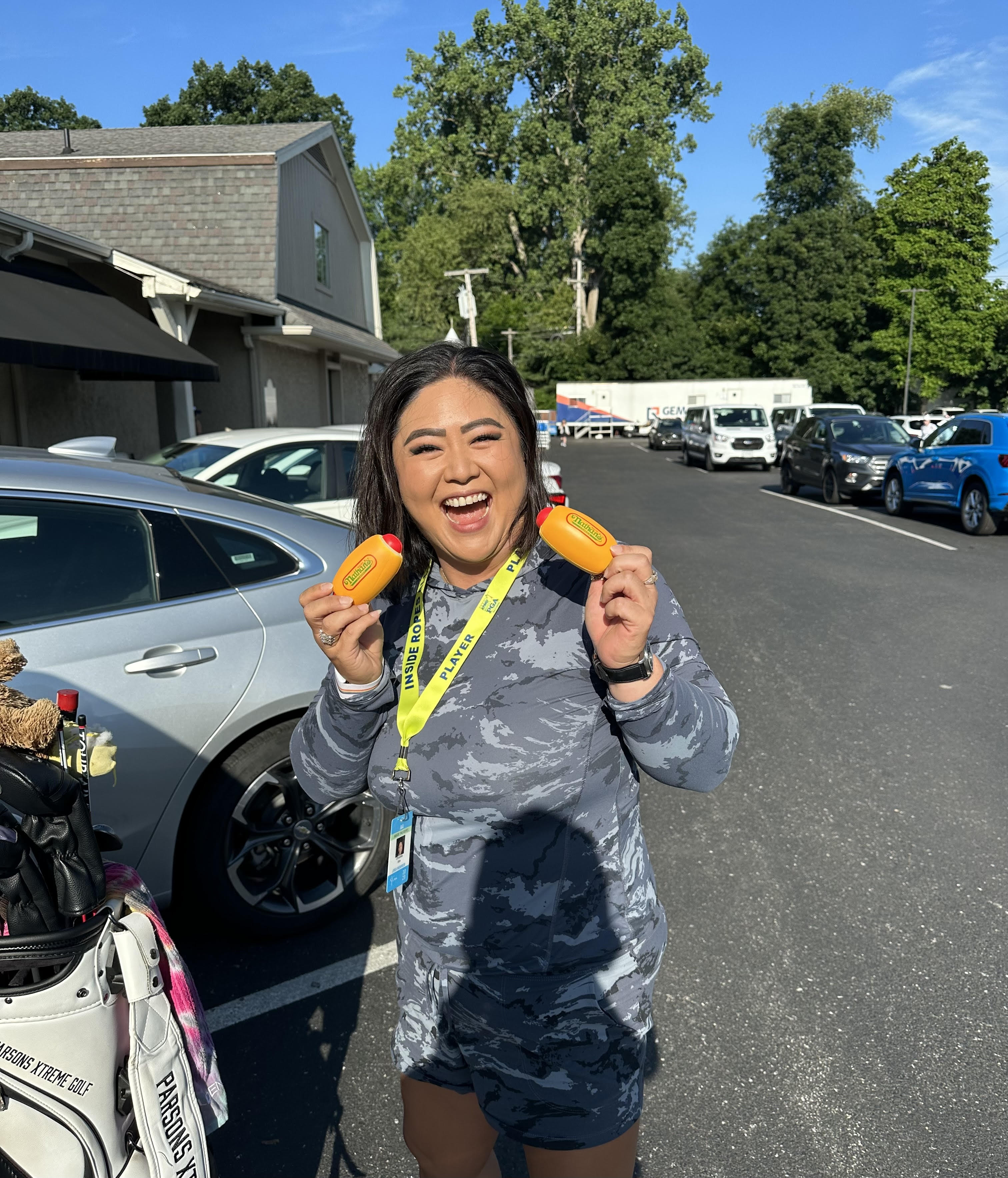 Caddying for Christina Kim