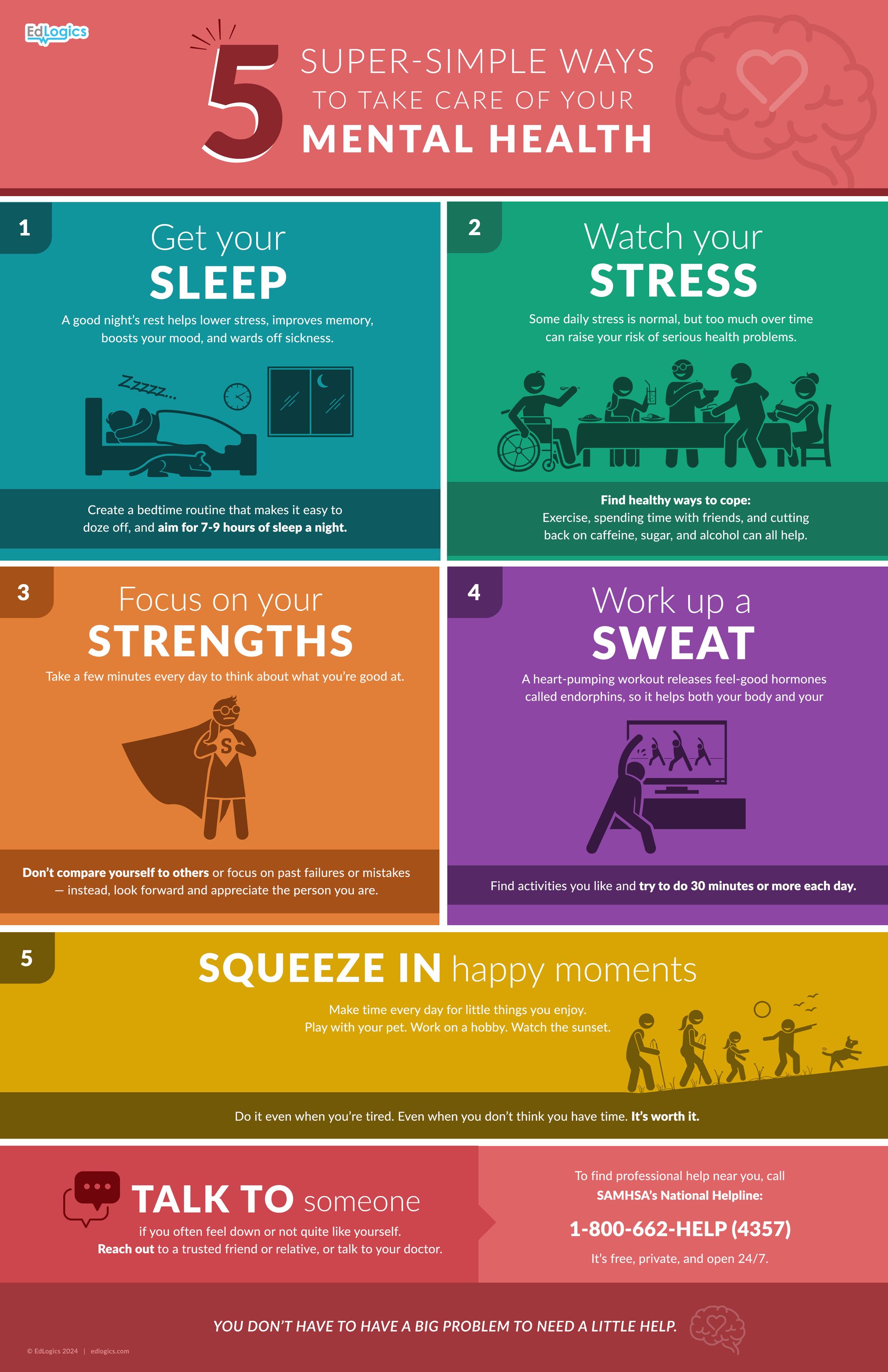 EdLogics | Shareable Health Infographics | 5 Super-Simple Ways to Take Care of Your Mental Health