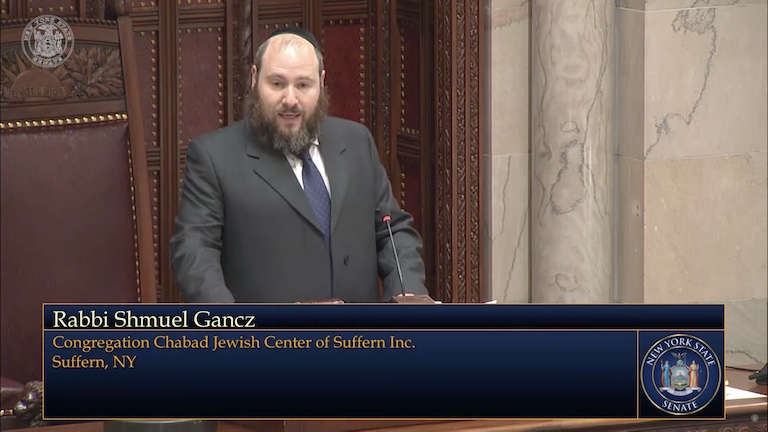 Chabad rabbi Shmuel Gancz delivers invocation at New York State Senate ...