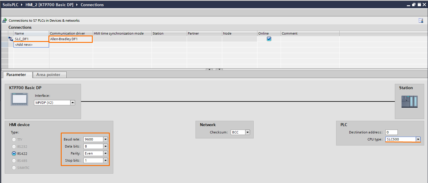 Connecting an Allen Bradley PLC to a Siemens HMI