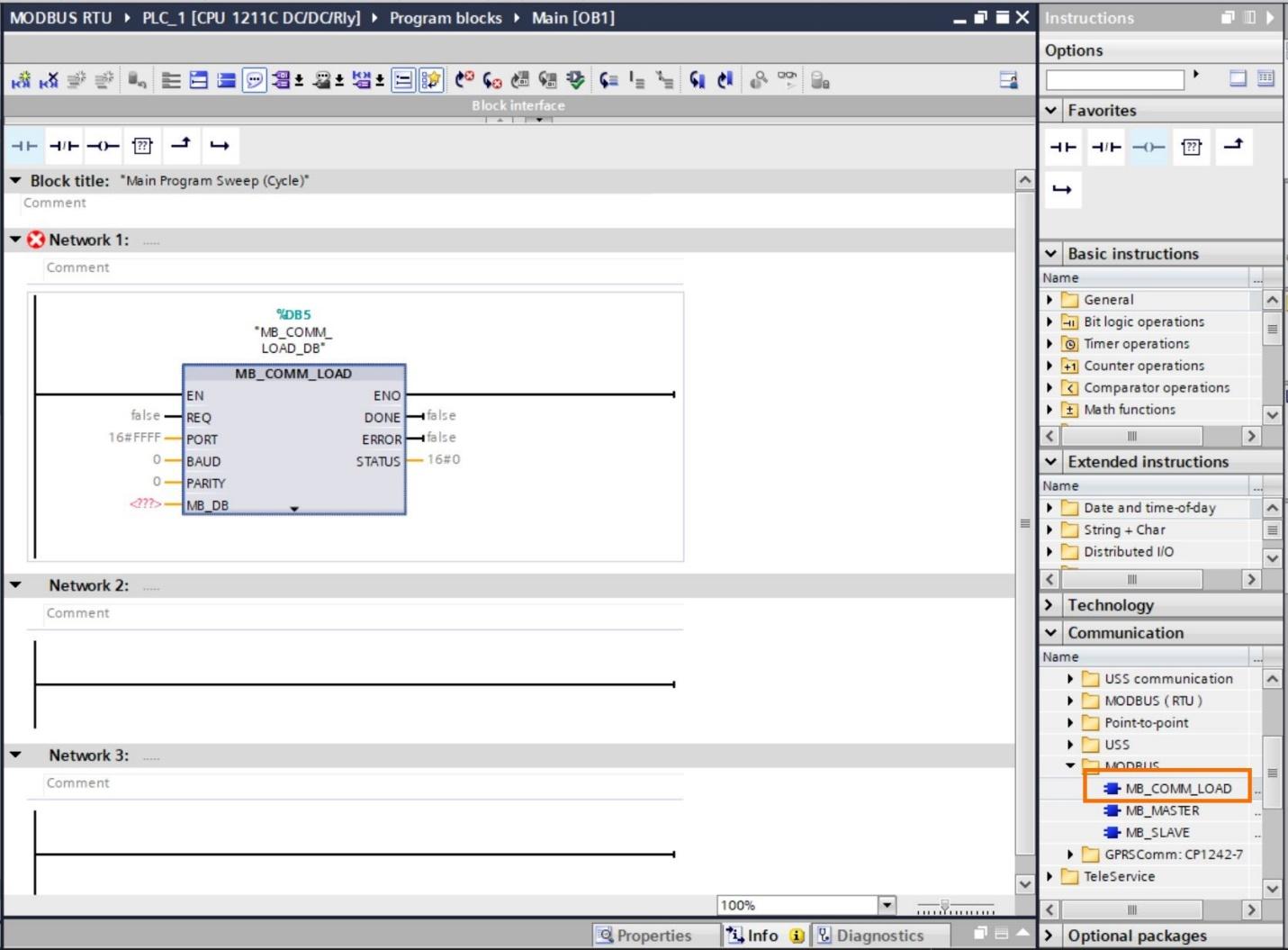 Configuring Modbus RTU Communication in Siemens TIA Portal