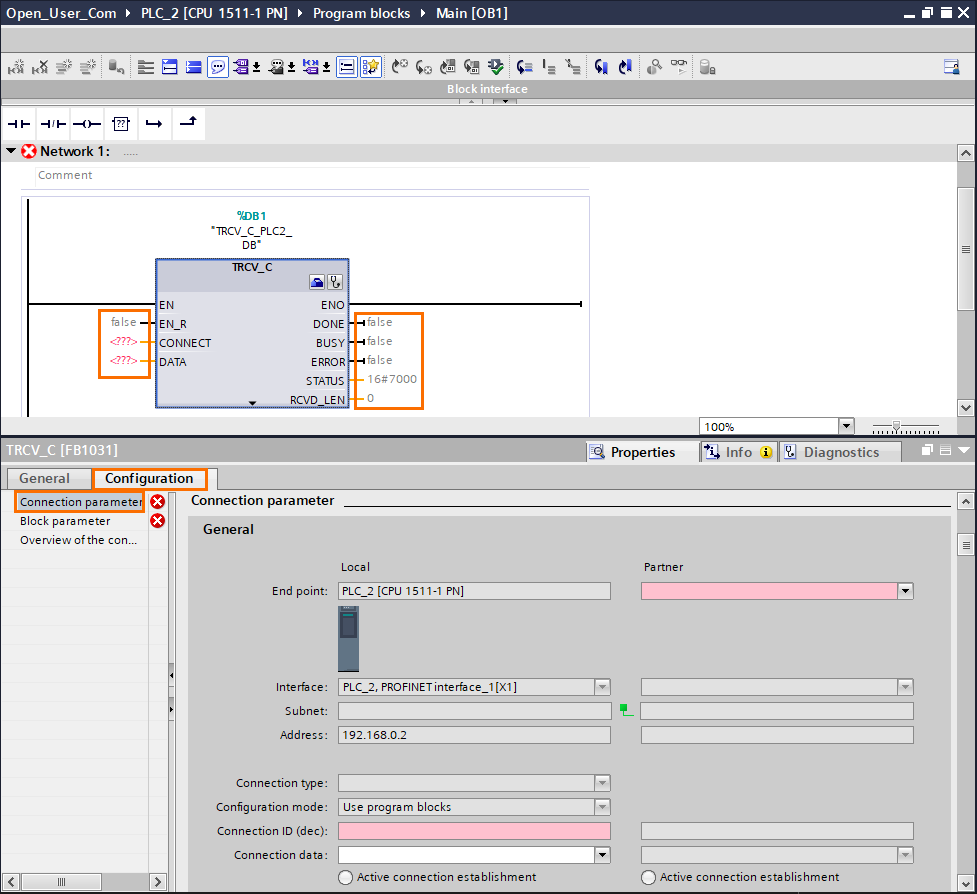 Open User Communication in Siemens TIA Portal