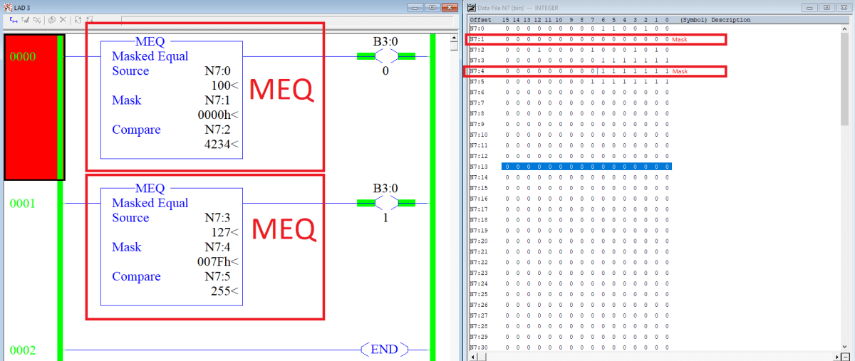 PLC Programming Comparison Instructions – MEQ | Masked Equal