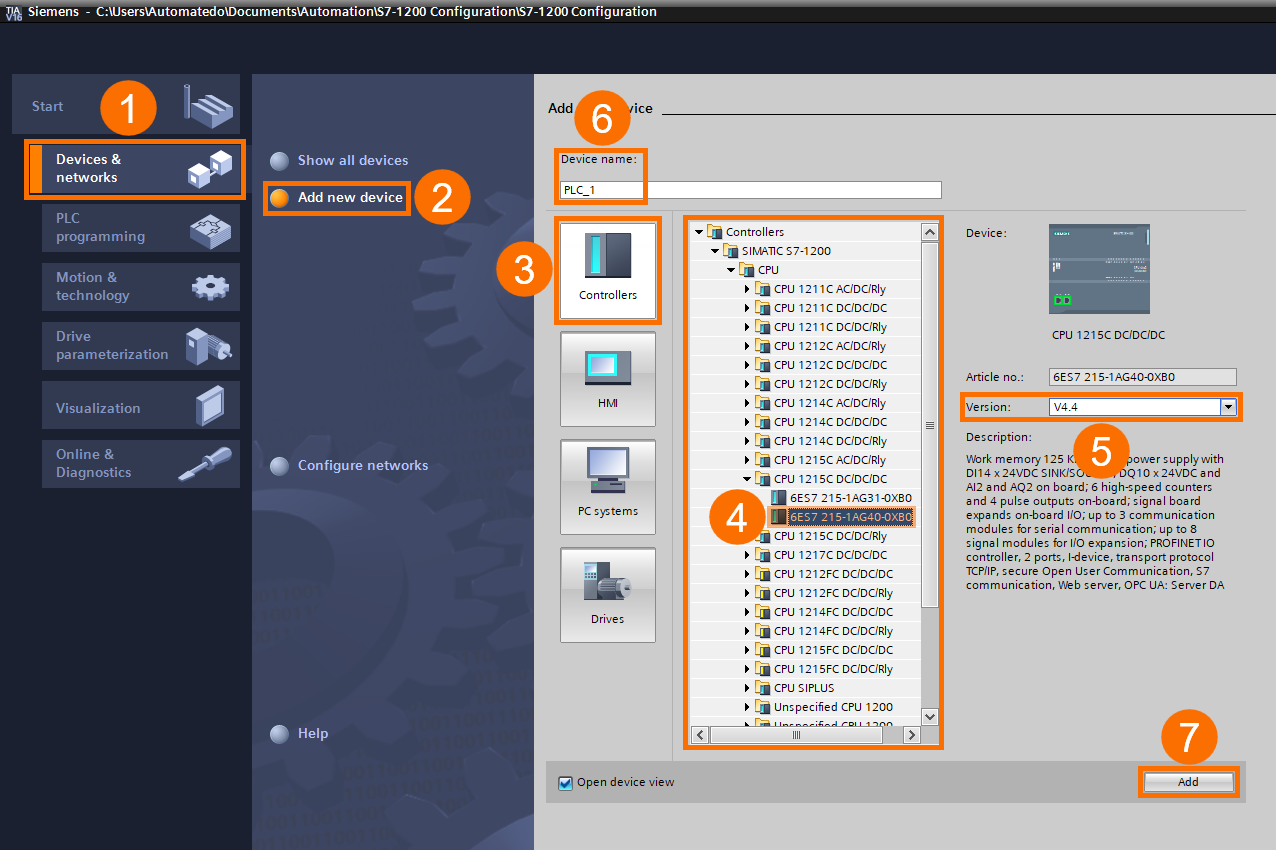 S7-1200 PLC Configuration - CPU Digital IO Settings