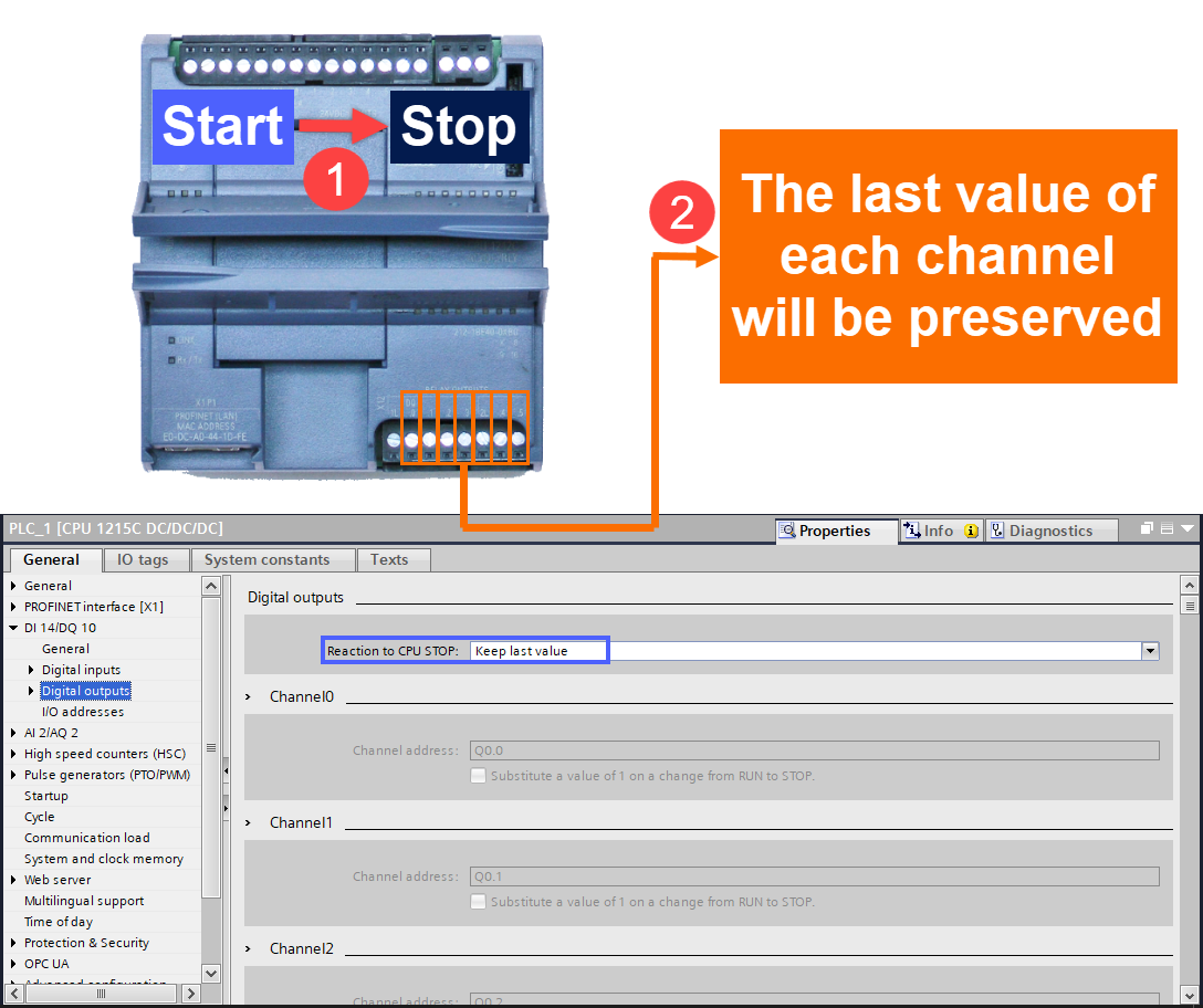 S7-1200 PLC Configuration - CPU Digital IO Settings