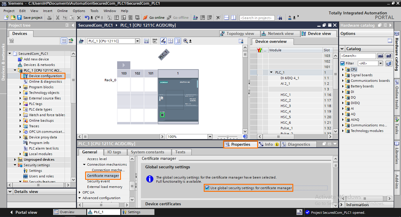 Securing Communications in Siemens TIA Portal using TLS Encryption