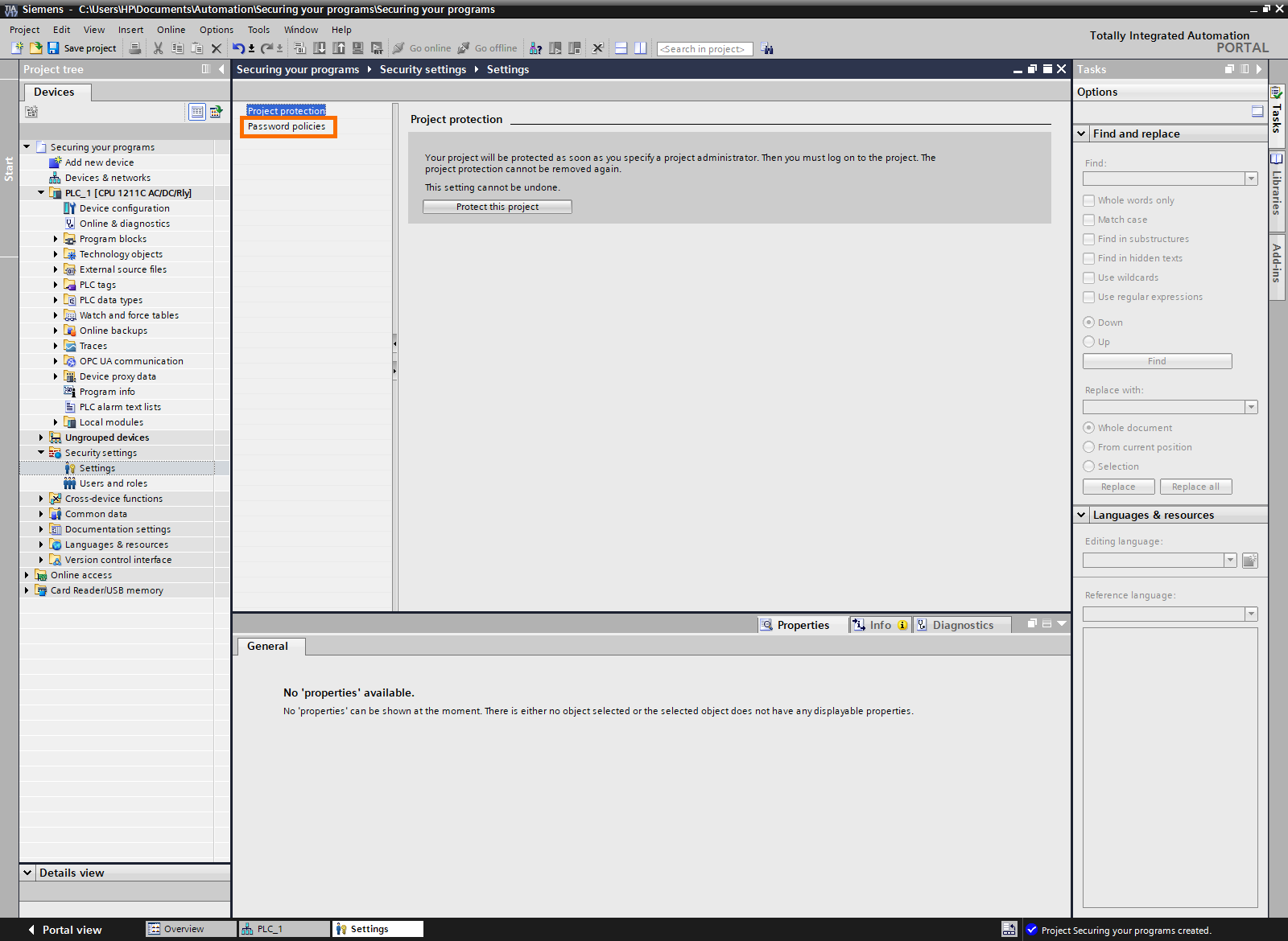 Securing your Projects and Programs in Siemens TIA Portal