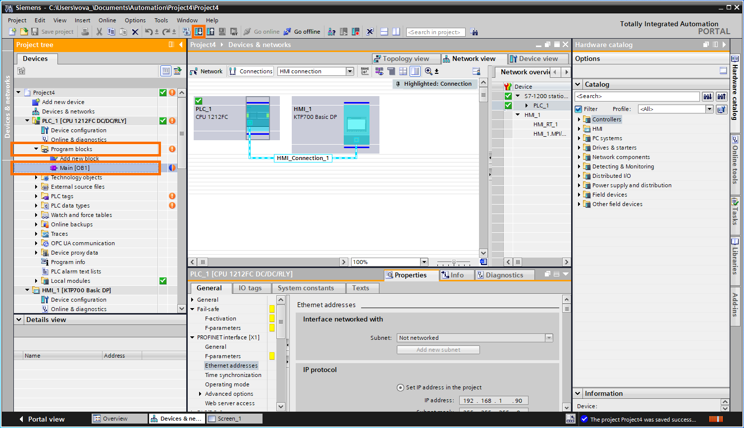 Siemens PLC Programming | New PLC and HMI Project in TIA Portal v16