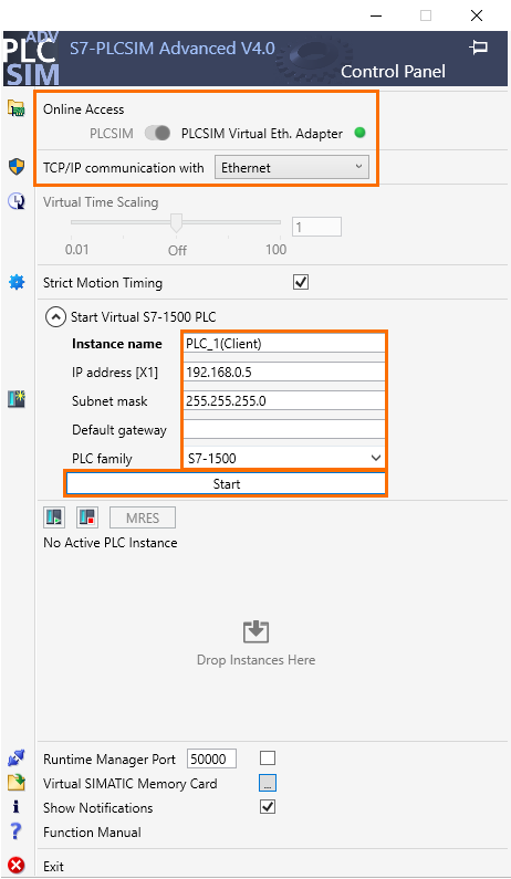 Simulating TCP/IP Communications using PLCSim Advanced