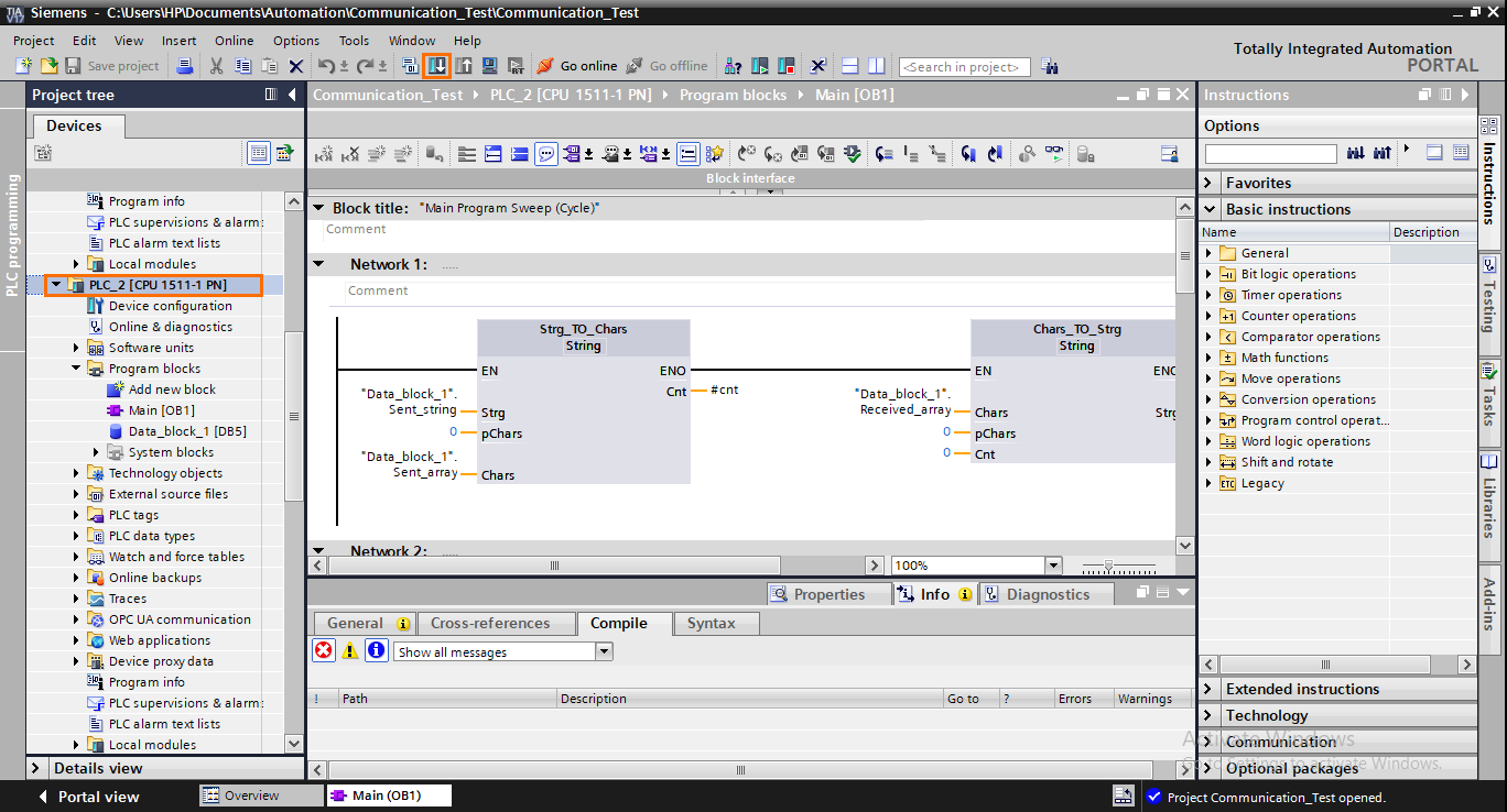 Simulating TCP/IP Communications using PLCSim Advanced