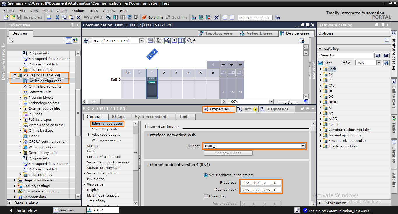 Simulating TCP/IP Communications using PLCSim Advanced