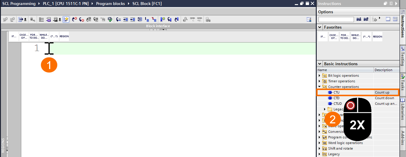 Using SCL Instructions in TIA Portal