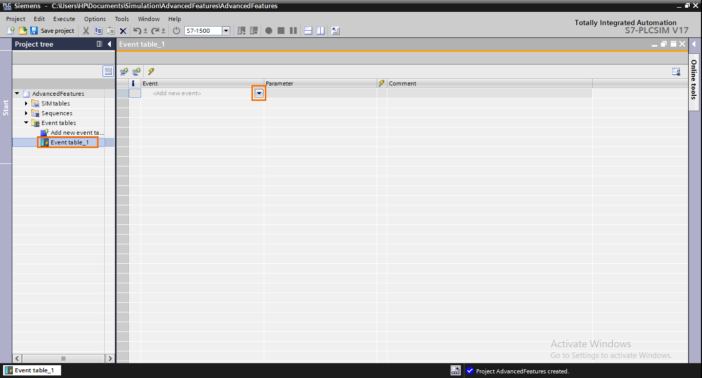 Using Event Tables and Simulating your HMI with PLCSim