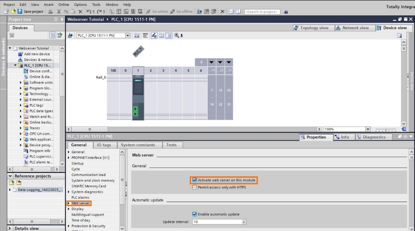 Siemens PLC Web Server for S71500 in TIA Portal – Accessing your PLC from the Web
