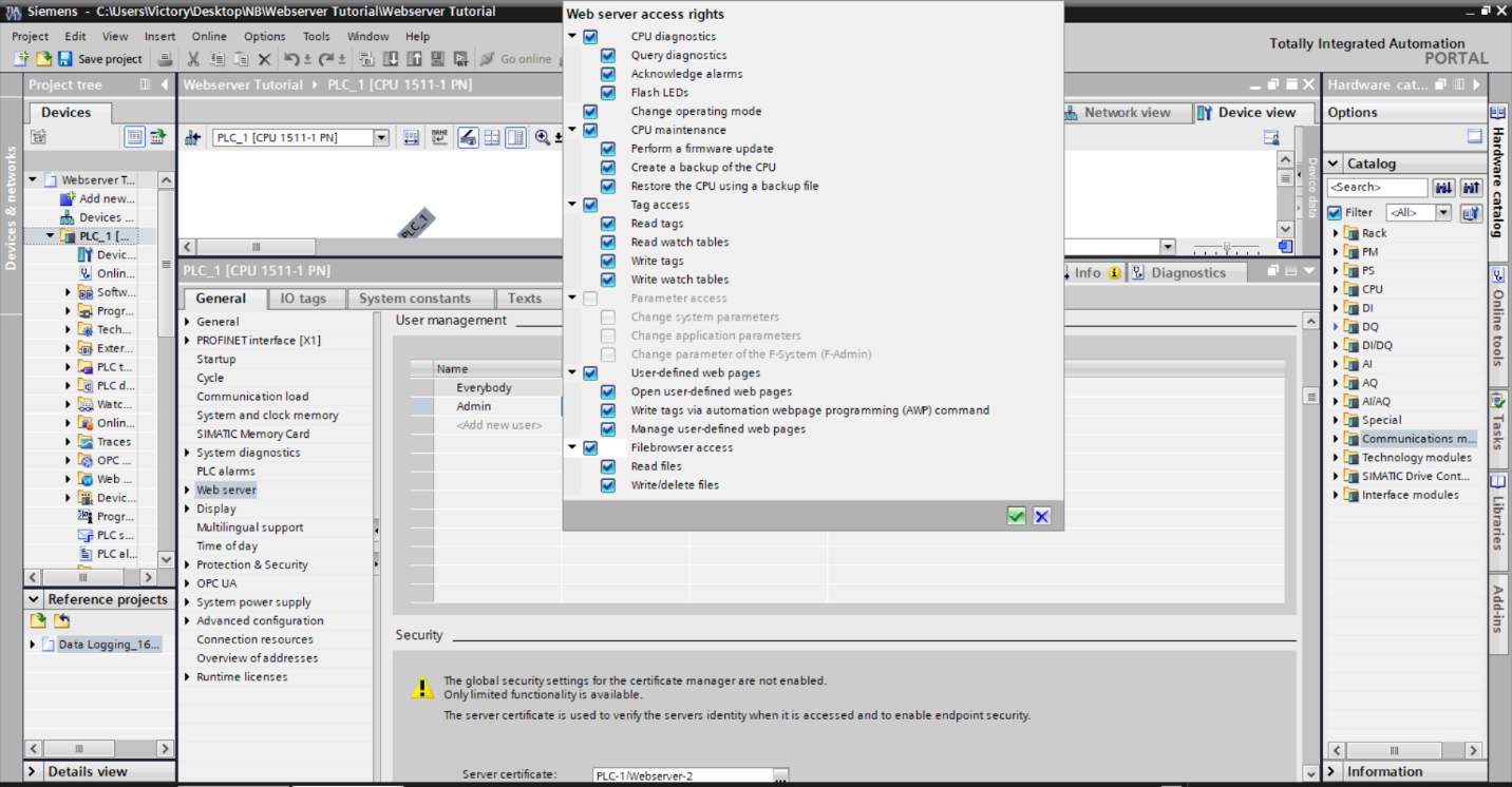 Siemens PLC Web Server for S71500 in TIA Portal – Accessing your PLC from the Web