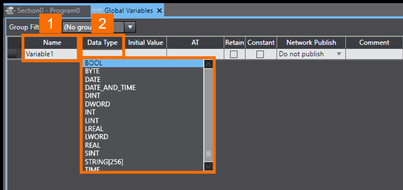 Variable Attributes Explained in Sysmac Studio