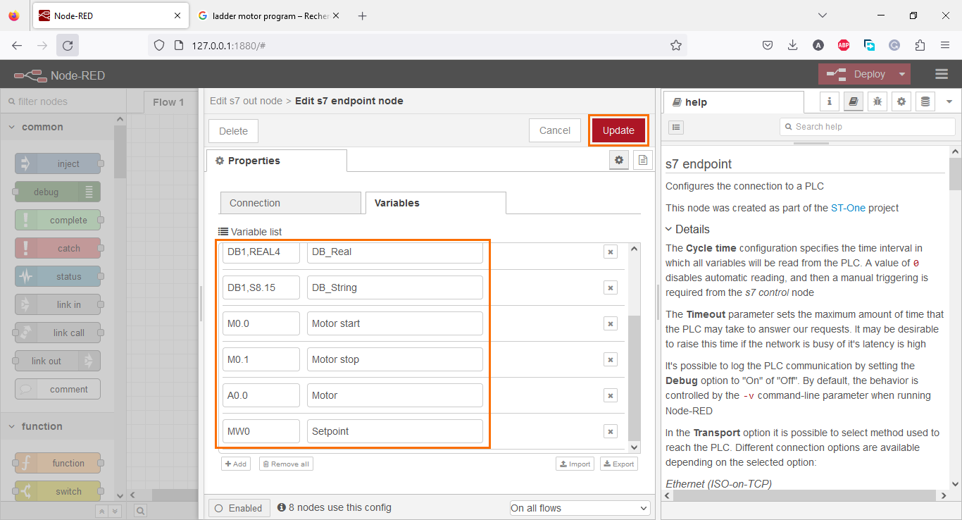 Accessing TIA Portal’s PLC tags using Node-RED
