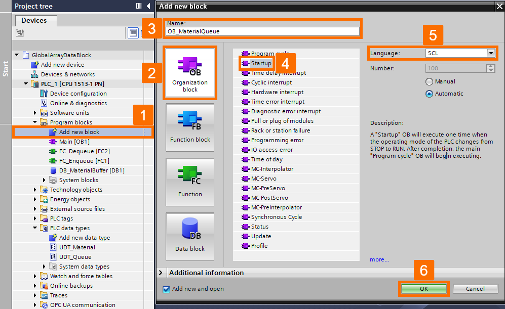 Using a Global Array Data Block in Siemens S7-1500 PLC