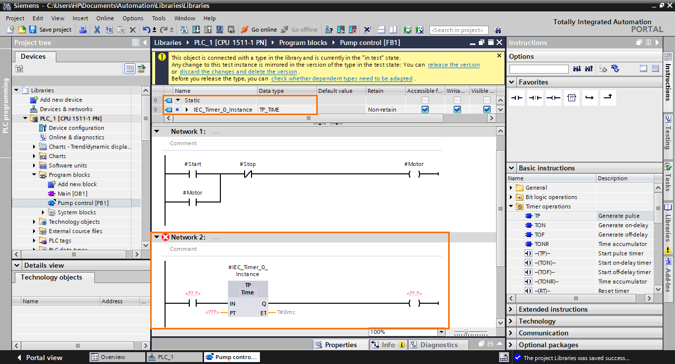 Working with Libraries in Siemens TIA Portal - PLC Programming