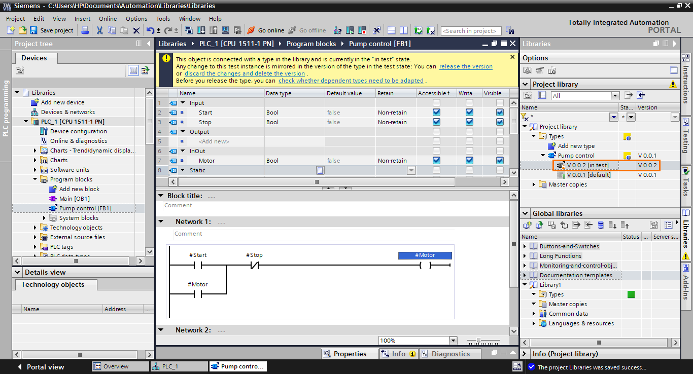 Working with Libraries in Siemens TIA Portal - PLC Programming