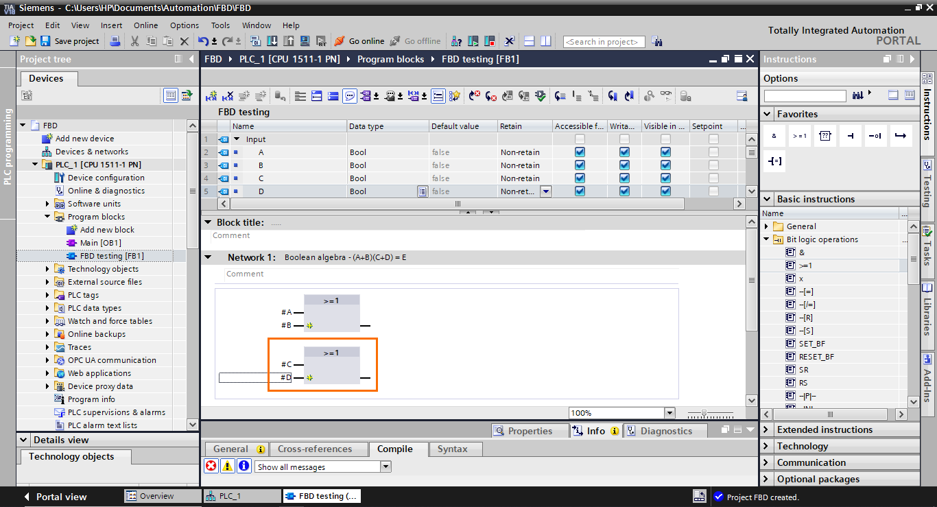 An Introduction to the Function Block Diagram (FBD) Language in TIA Portal
