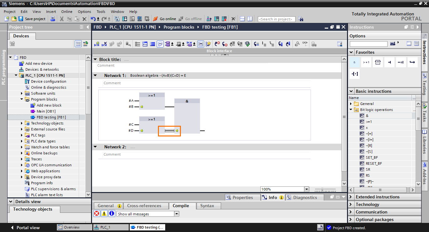An Introduction to the Function Block Diagram (FBD) Language in TIA Portal
