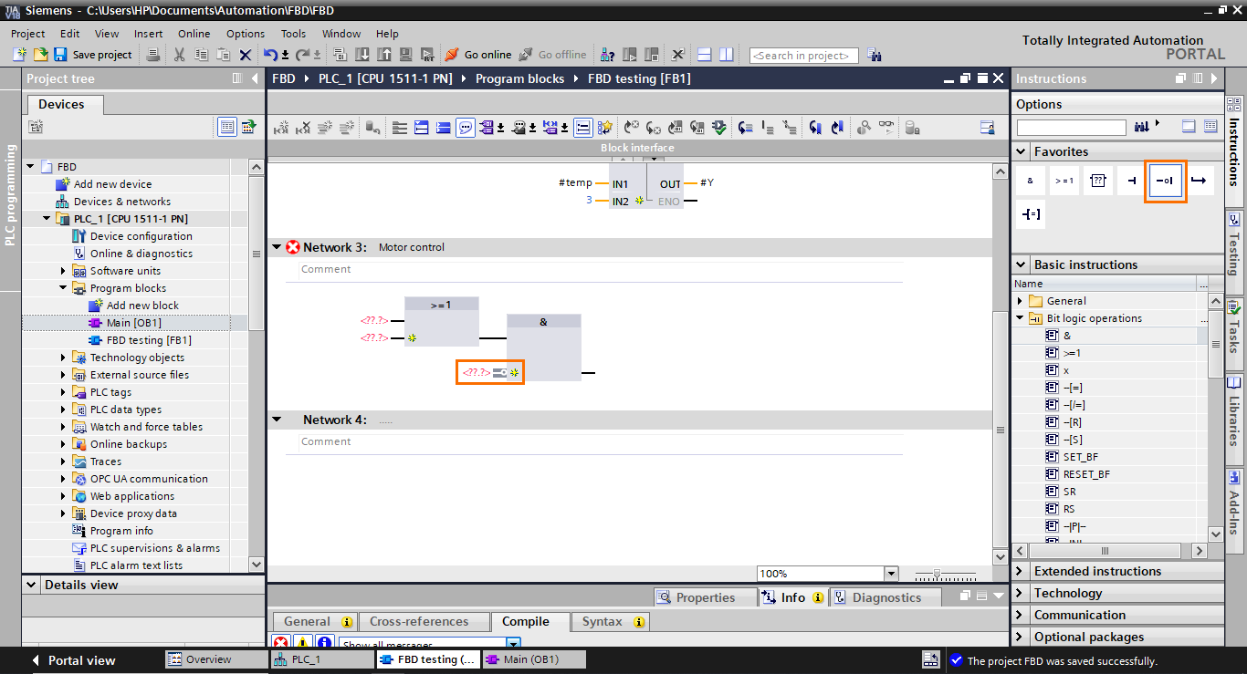 An Introduction to the Function Block Diagram (FBD) Language in TIA Portal