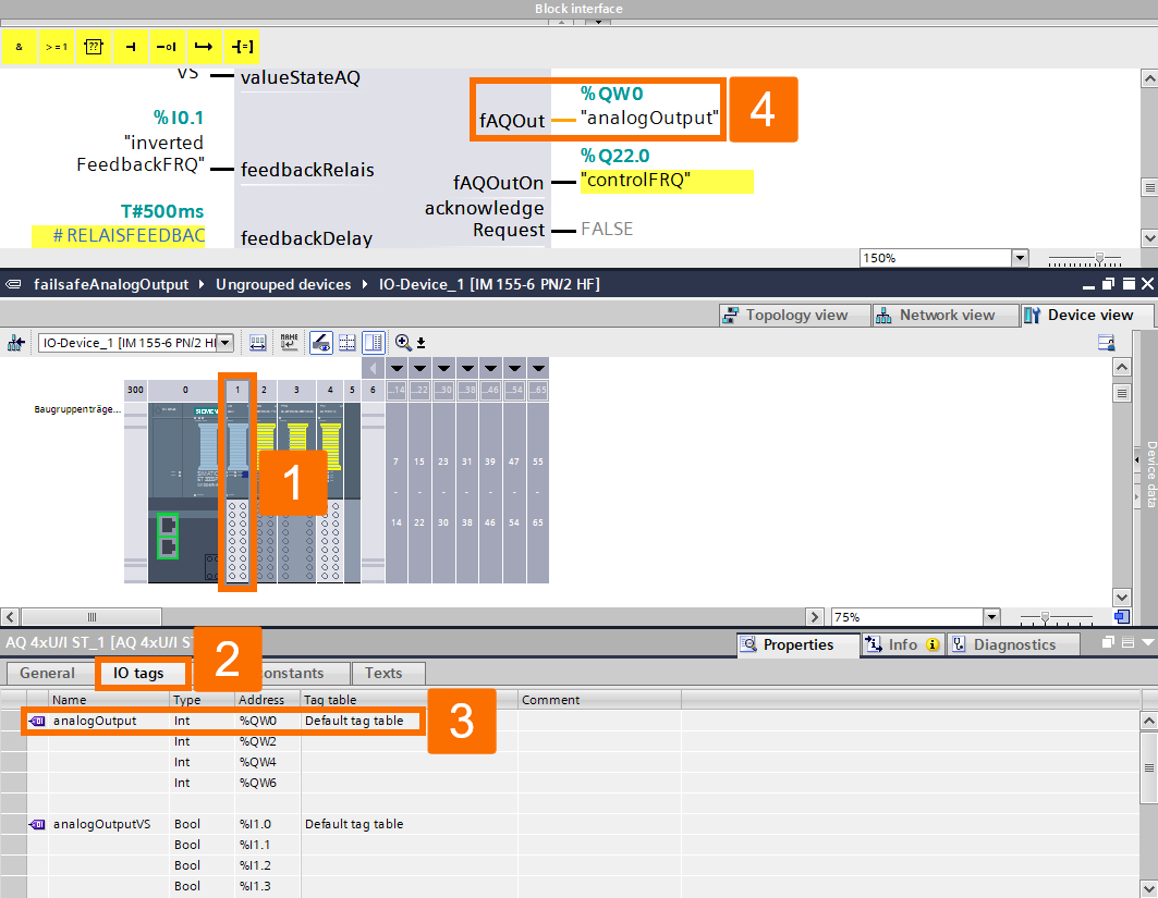 Generating Analog Output Signal for Fail-Safe System in Siemens TIA Portal