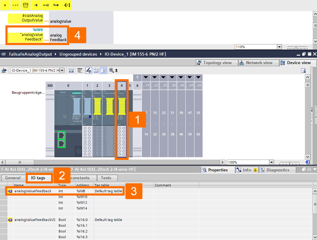 Generating Analog Output Signal for Fail-Safe System in Siemens TIA Portal