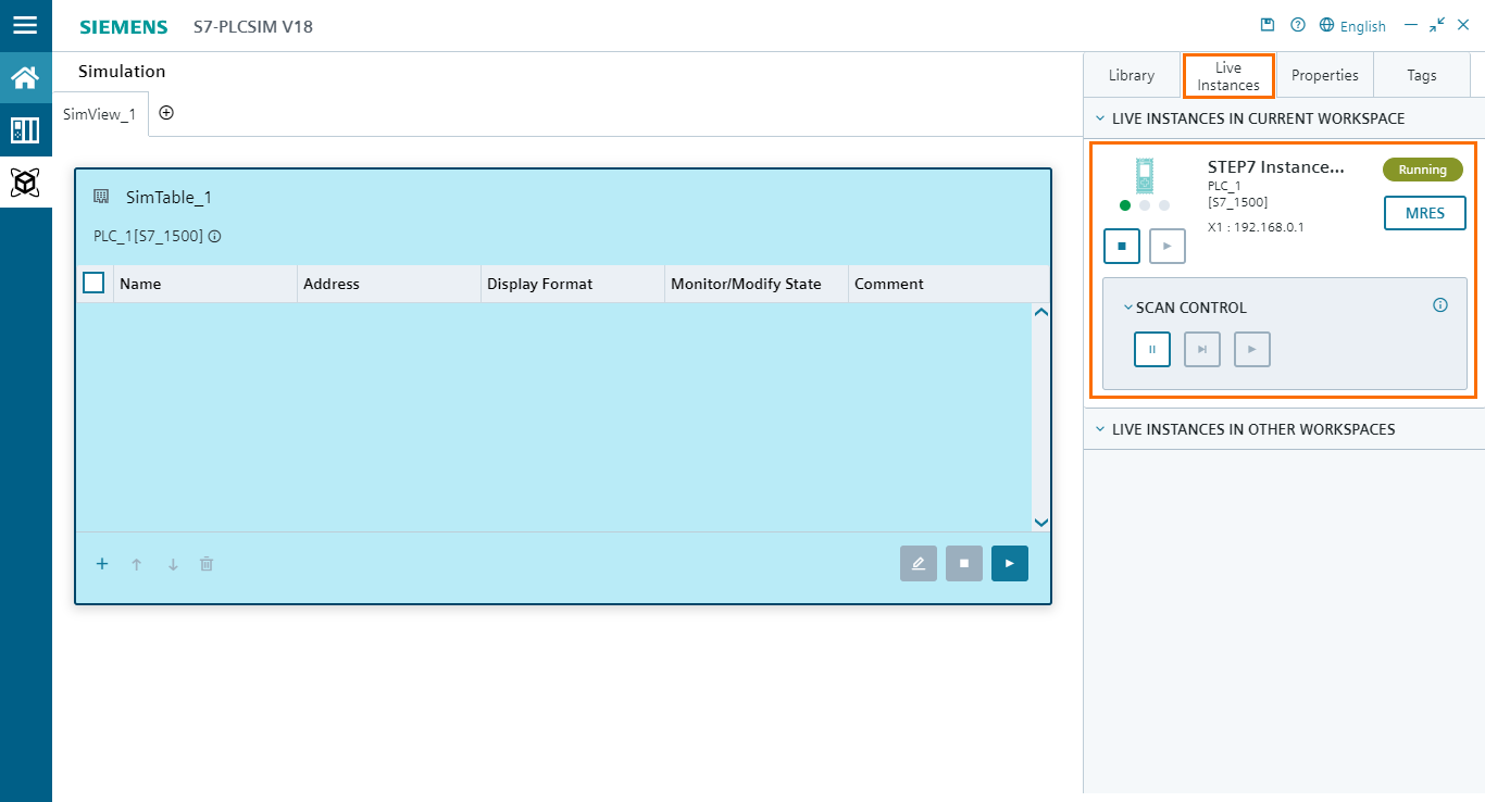 Siemens PLCSIM’s New Interface in TIA Portal V18