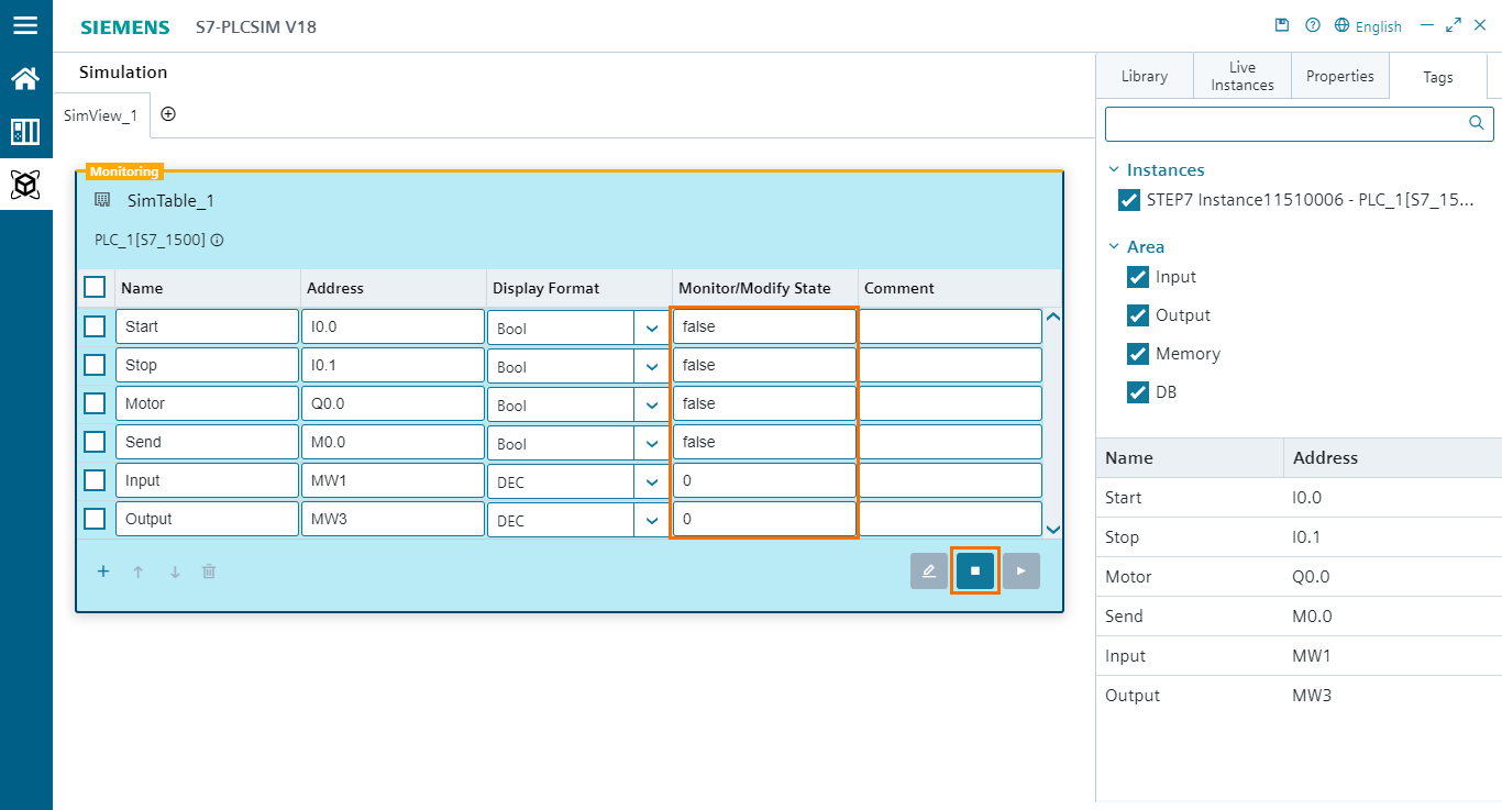 Siemens PLCSIM’s New Interface in TIA Portal V18