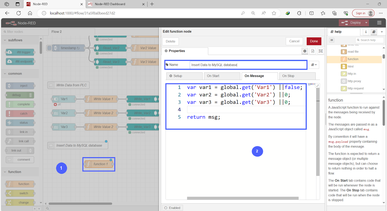 Storing PLC Data in a Database and Excel Sheets Using Node-RED