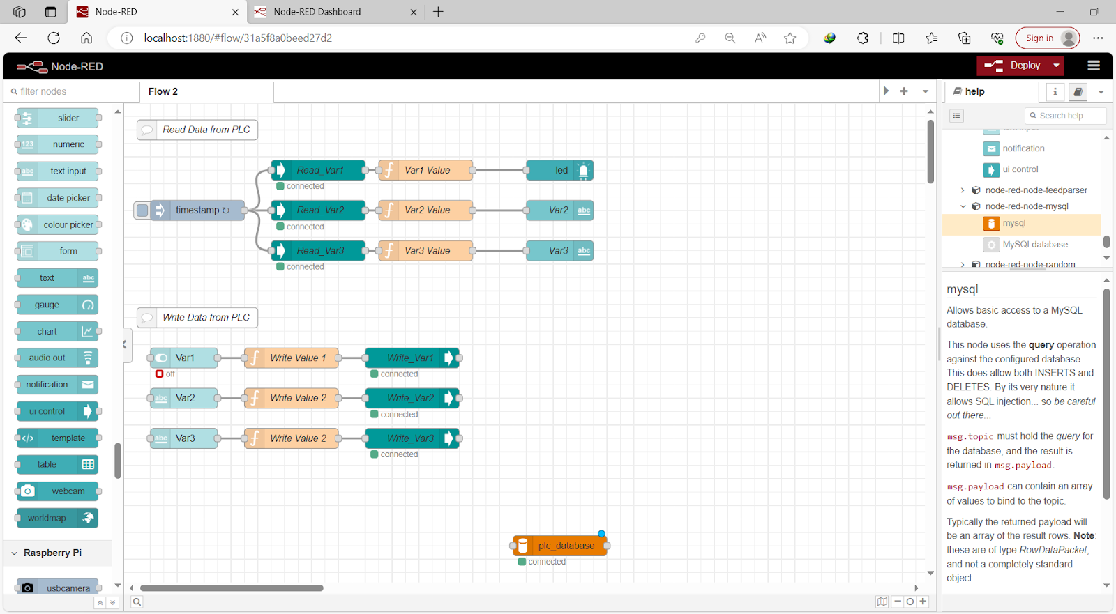Storing PLC Data in a Database and Excel Sheets Using Node-RED