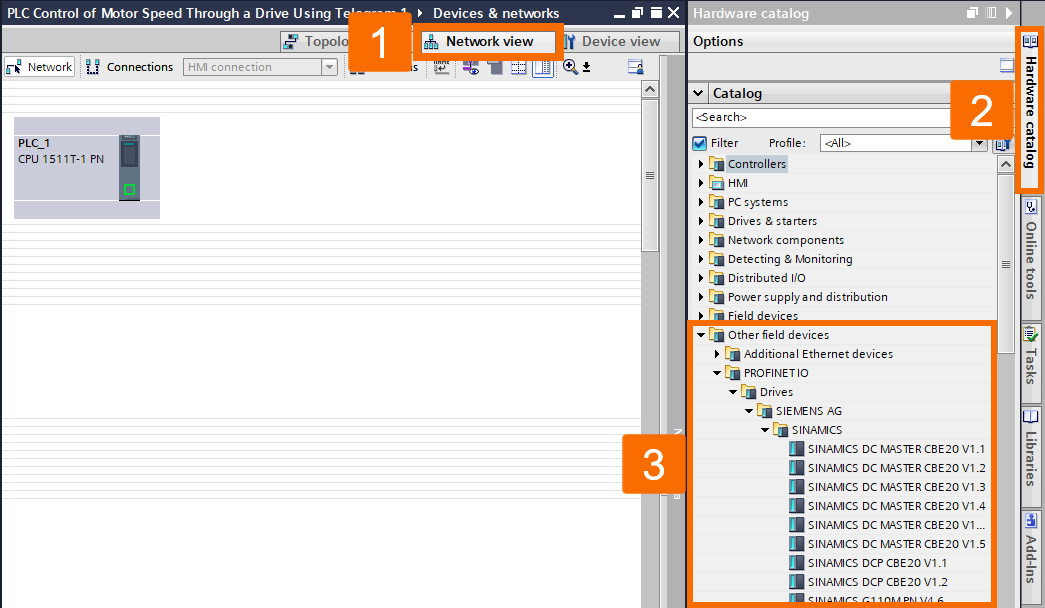 Siemens PLC Control of Motor Speed Through a Drive Using Telegram 1